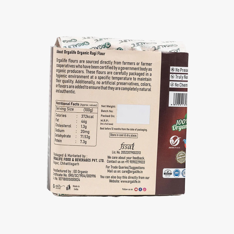 Organic Ragi Flour 500g – Stone Ground Finger Millet Flour – Orgalife